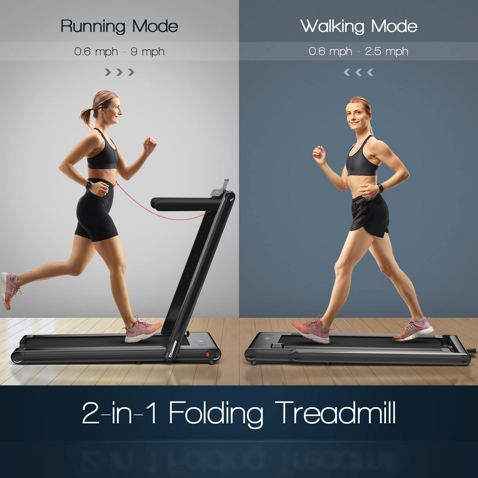 Goplus 2-in-1 Folding Treadmill, 2.25HP Electric Under Desk Treadmill ...