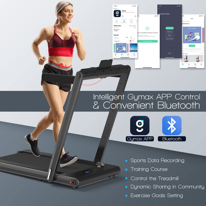 Goplus 2-in-1 Folding Treadmill, 2.25HP Electric Under Desk Treadmill ...